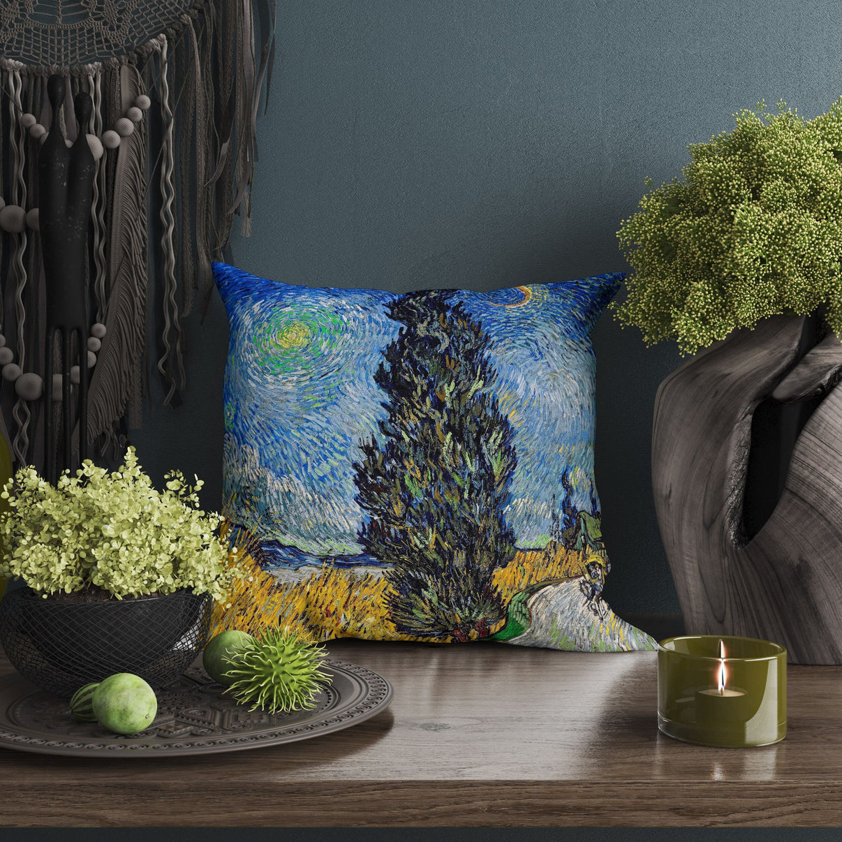 Vincent Van Gogh Road With Cypress And Star Famous Painting, Abstract ...