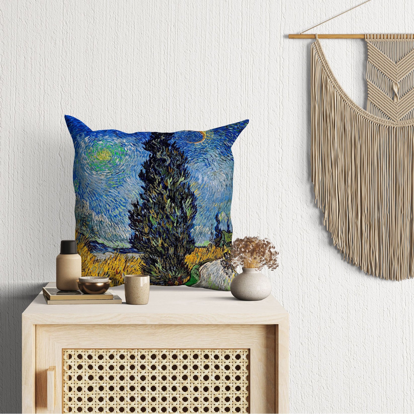 Vincent Van Gogh Road With Cypress And Star Famous Painting, Abstract ...