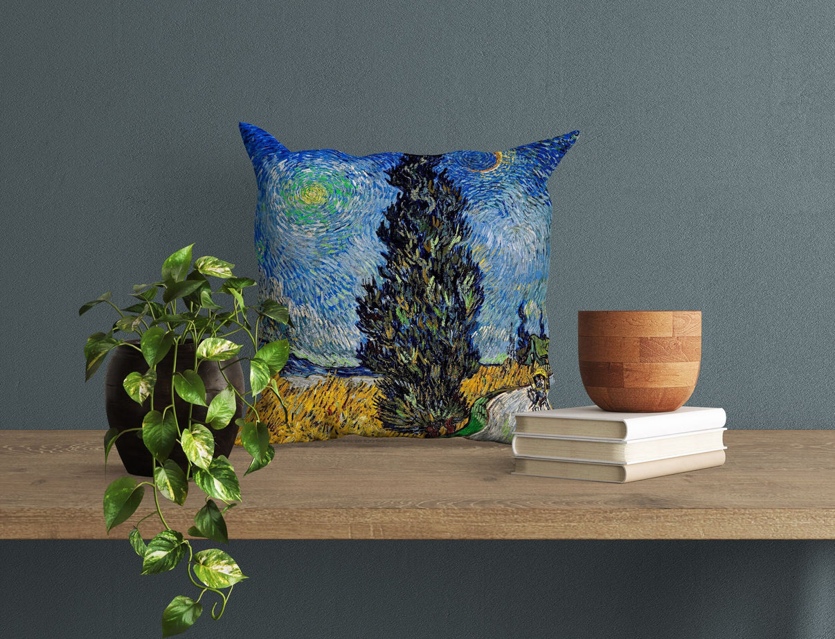 Vincent Van Gogh Road With Cypress And Star Famous Painting, Abstract ...